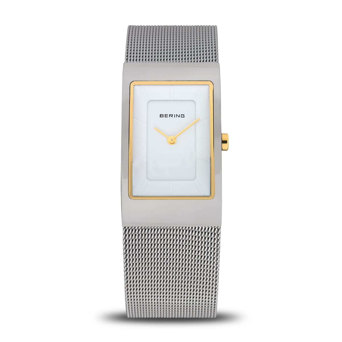Bering | Classic 38mm polished white square dial silver mesh strap | 1 ...